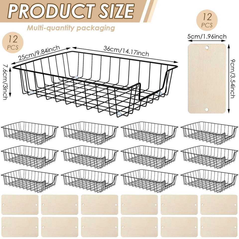 12 Pack Wire Paper Baskets for Organizing, Metal Desktop File Organizer ...