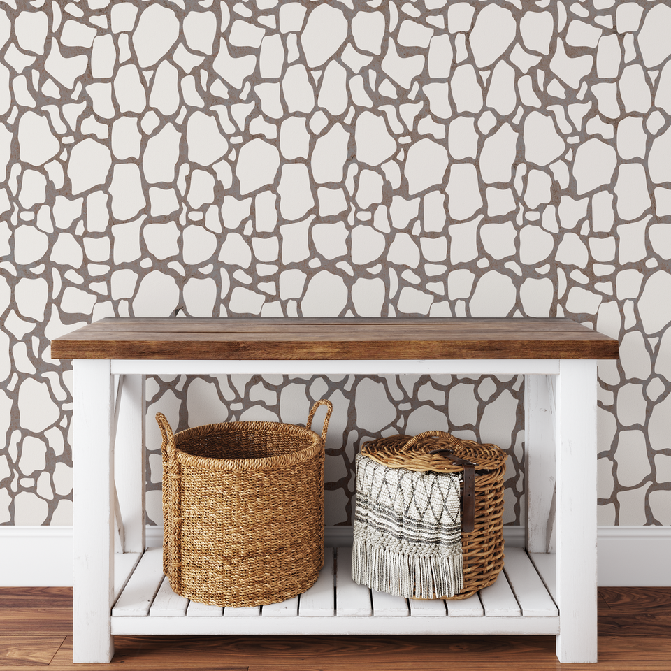 Rock Wall Pattern Wall Stencil - Large, Reusable Wall Pattern Stencil ...