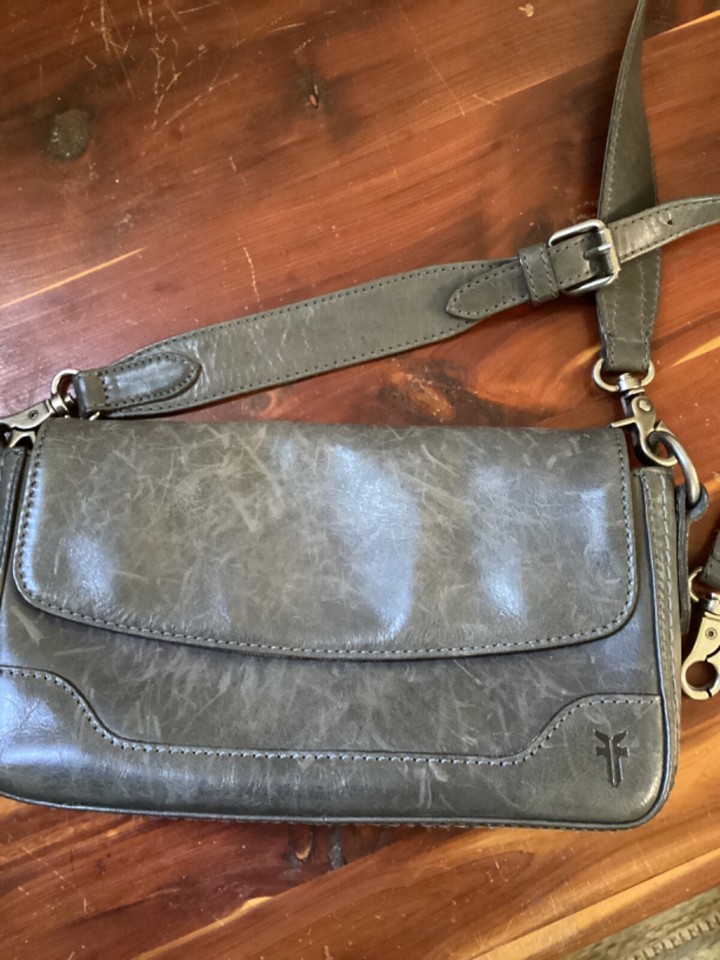 Women's Carbon Gray Leather Frye Melissa Hand/Shoulder Bag. | eBay