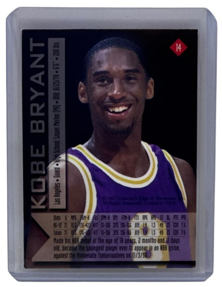 Kobe Bryant 1997-98 Collector's Edge NBA Basketball Card Los Angeles ...