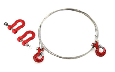 Realistic Steel Tow Cable & Tow Hooks w/ Bow Shackles for 1/10 Off-Road ...