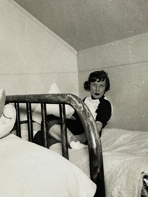 Vintage Photo Woman In Bed Lipstick Hair Mess Blowing Kiss Risqué | eBay