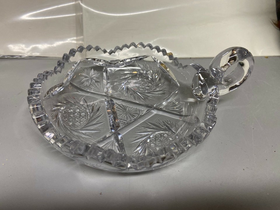 Vintage Antique ABP Brilliant CUT glass CRYSTAL DISH Relish Nut Candy ...