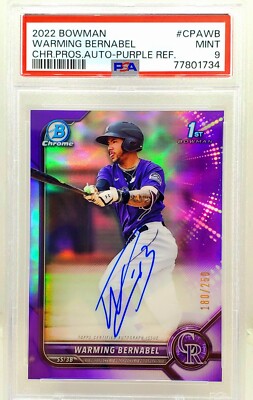 2022 Bowman Chrome 1st Warming Bernable Purple Refractor Auto 180/250 ...