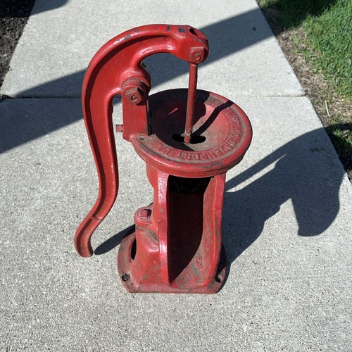 Antique Vintage Cast Iron Red Jacket Red Manual Hand Well Water Pitcher ...
