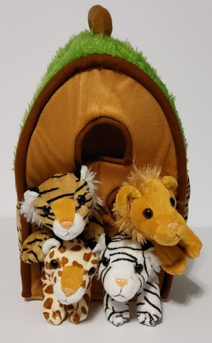 Unipak Plush 12" Wild House with 4 Plush 6" Bean Filled Jungle Animals ...