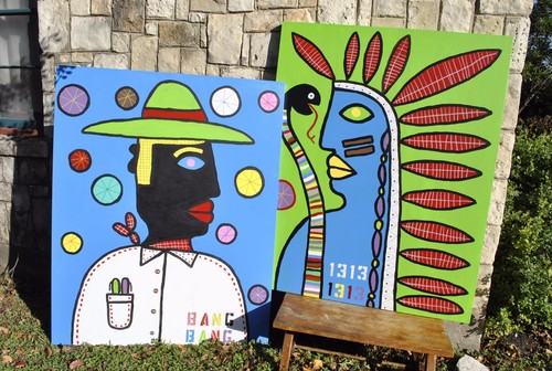 Cowboys & Indians Pop Painting Listed Texas Artist Paco Felici | eBay