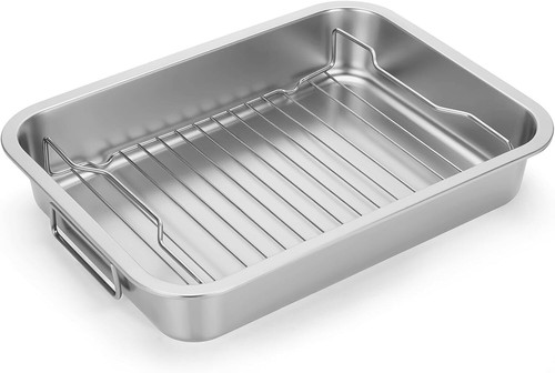 Tifanso Stainless Steel Roasting Pan - Heavy Duty Turkey Roasting ...