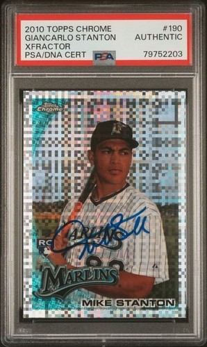 Giancarlo Mike Stanton 2010 Topps Chrome Rookie XFRACTOR 190 Signed PSA ...