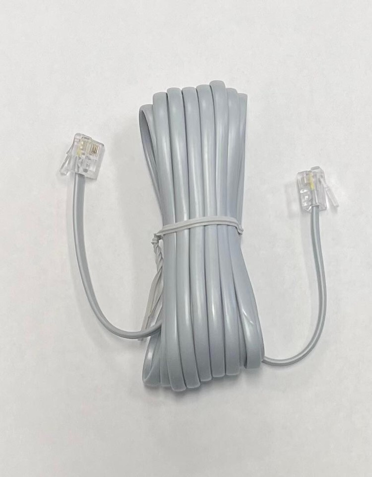 NEW 14ft Silver Telephone Line Cord Cable Wire 4C RJ11 DSL Fax Phone to ...