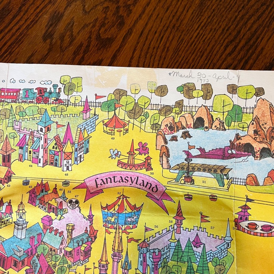 Vintage Pre-1973 Walt Disney World Map Guide Poster 28 x 25 | eBay