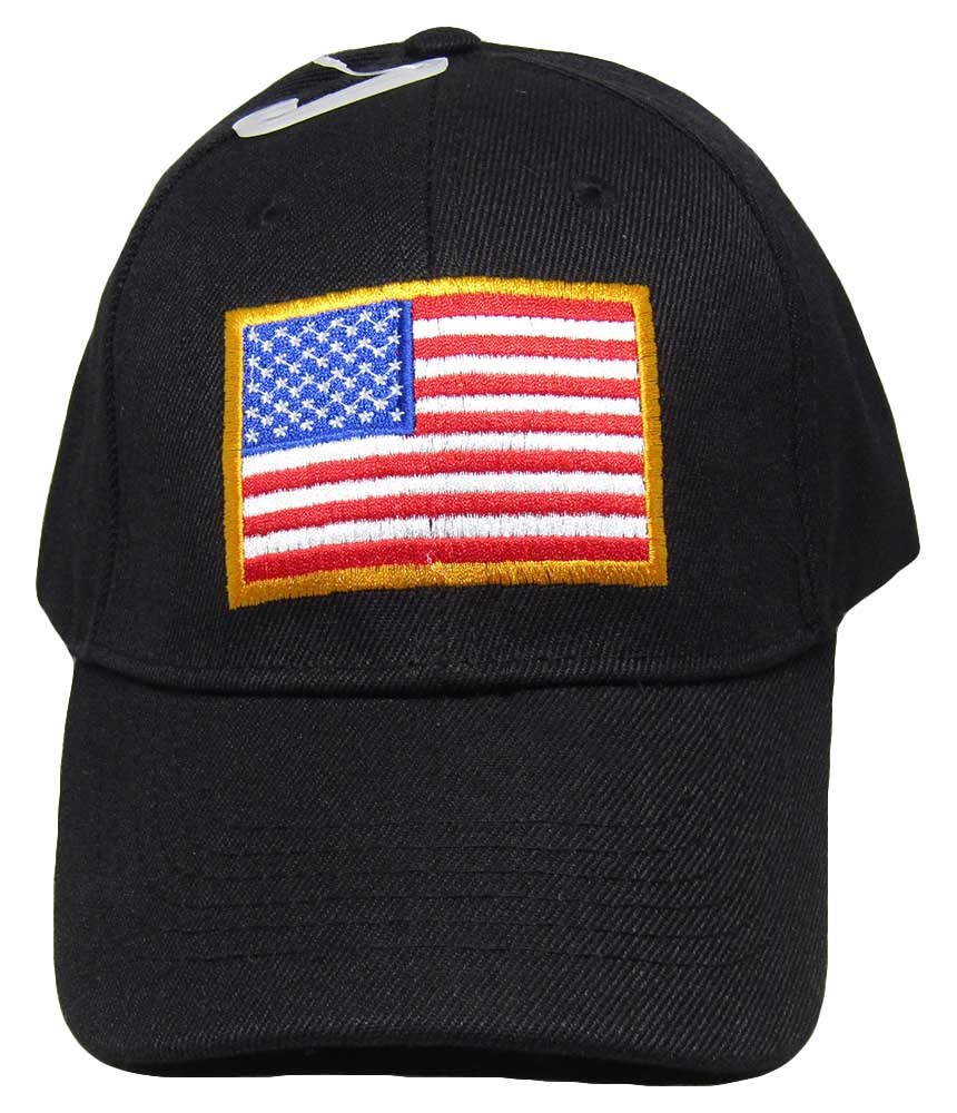 Red White Blue USA Flag Patch Black Embroidered Baseball Cap CAP610C ...