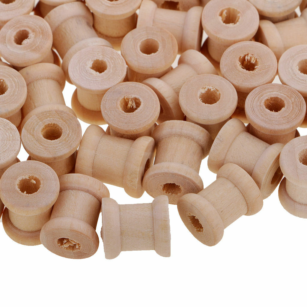 100Pcs Holzspulen Garnspule Garnrolle Holz Mini Holzspule - 14x12mm | eBay