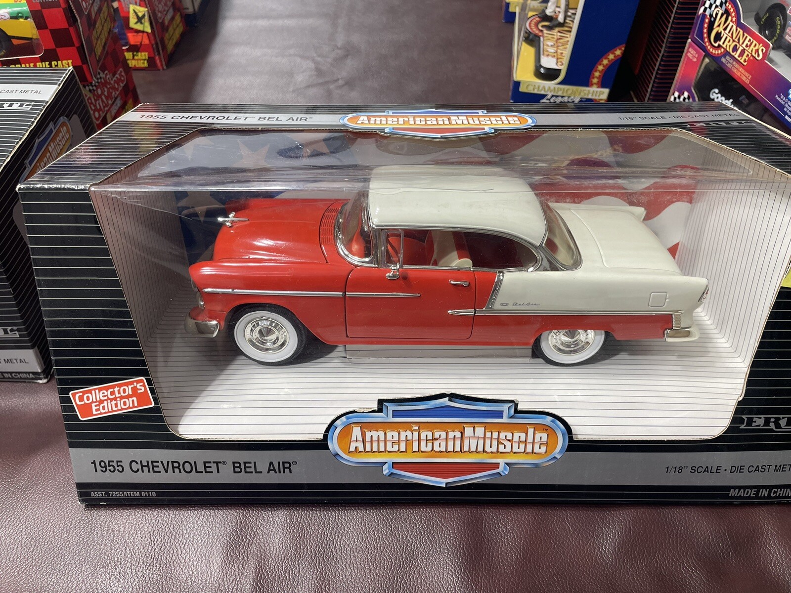 ERTL American Muscle 1955 Chevrolet Bel Air Die Cast 1:18 scale red and ...