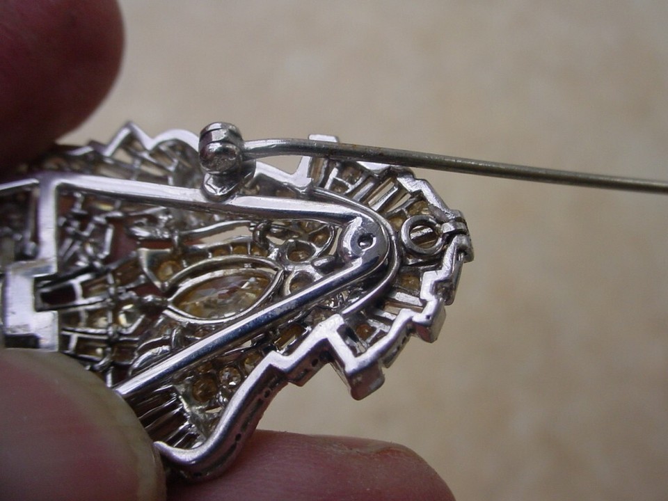 Smashing Art Deco Platinum Brooch/ Jacket Clips, Close to 5 Carats In ...