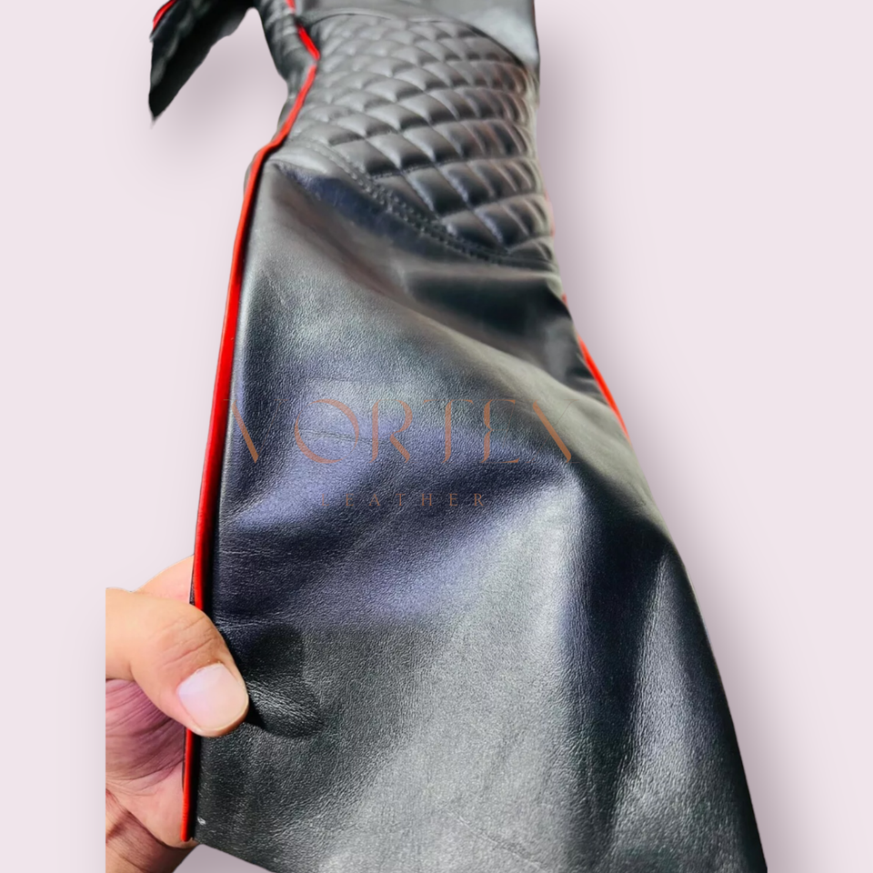 Gay Men's Black Leather Pant Red Pipe Line Style Genuine Lambskin Leather Pant | eBay