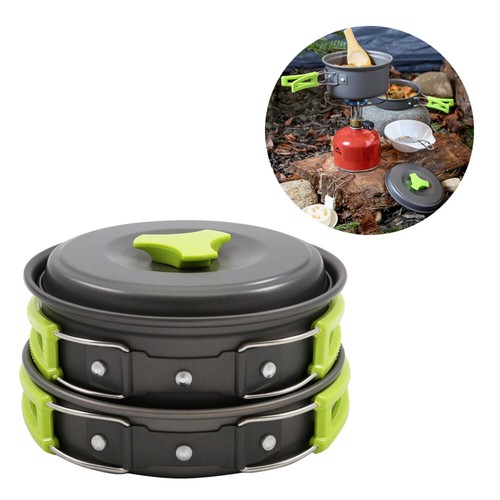 10 Pcs Cooking Pot Pan Bowl Set Outdoor Camping Outdoor Cookware | eBay