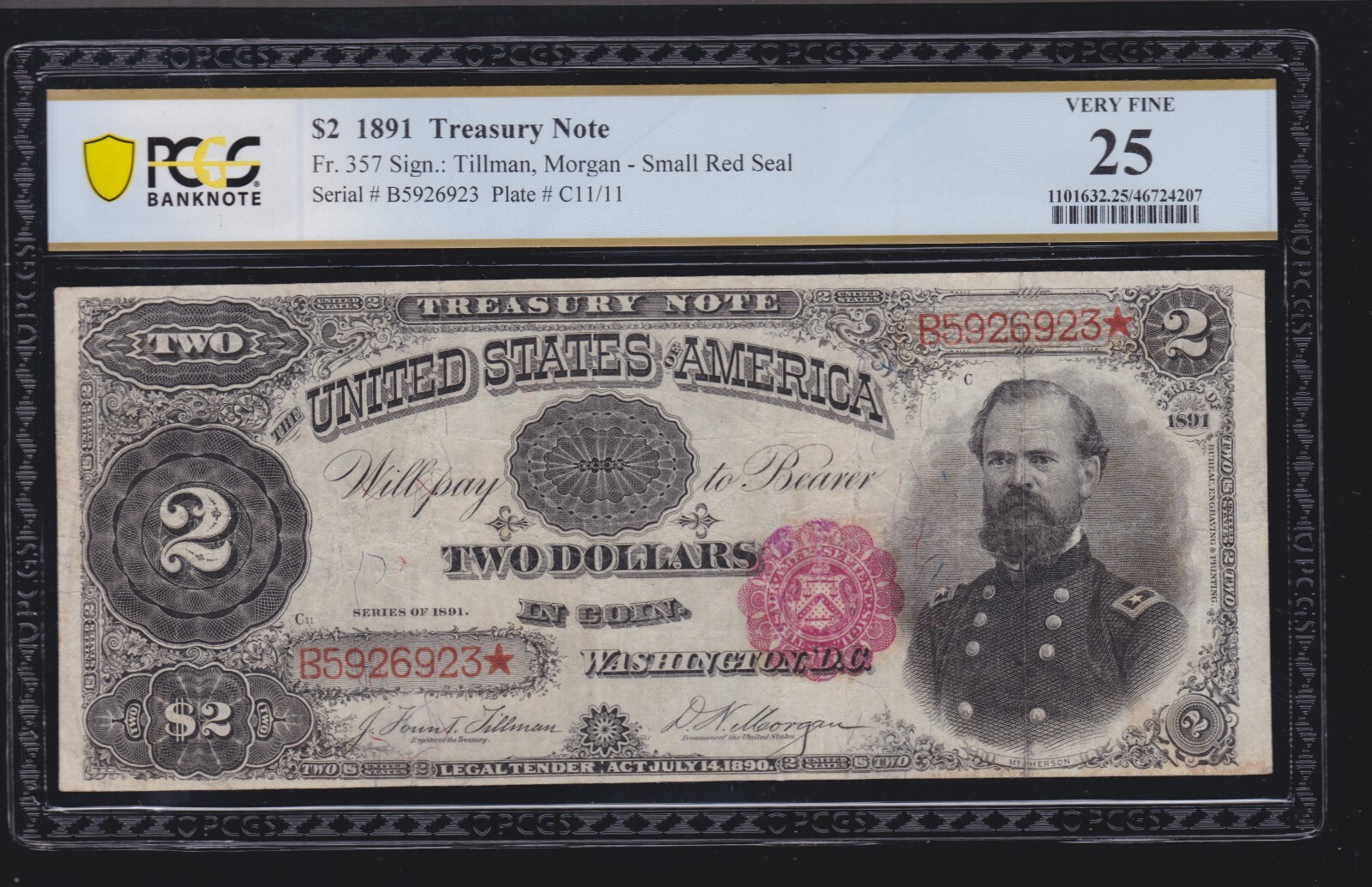 US 1891 $2 Treasury Note FR 357 PCGS 25 VF (923) | eBay