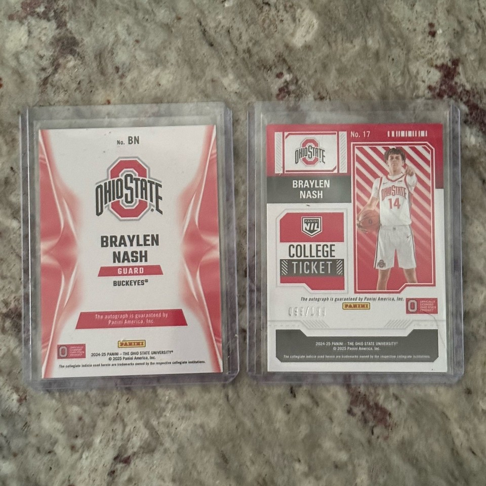 Braylen Nash 2025 Panini Ohio State Private Signings Autograph Lot #d ...