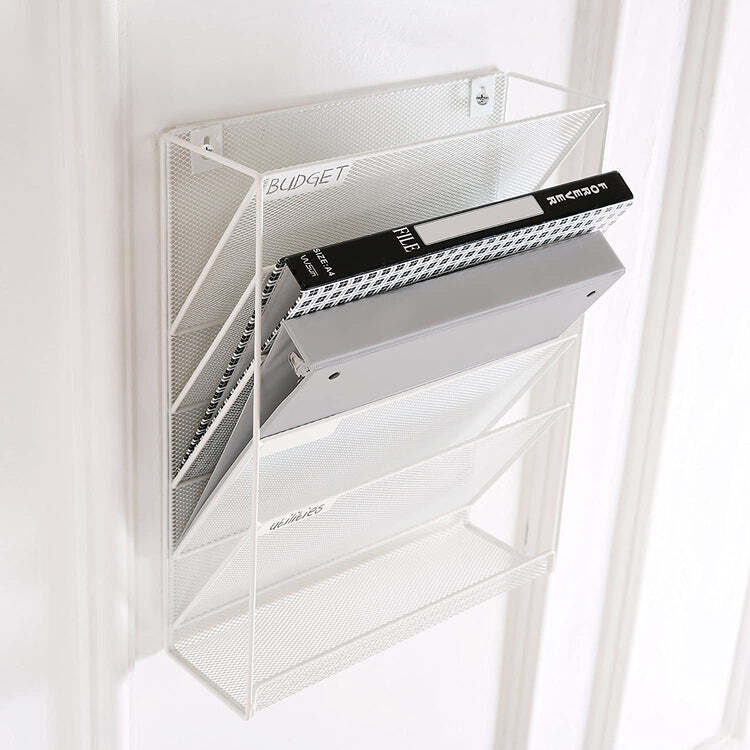White Magazine Rack, 5 Slot Hanging Document Filing System, Magazine ...