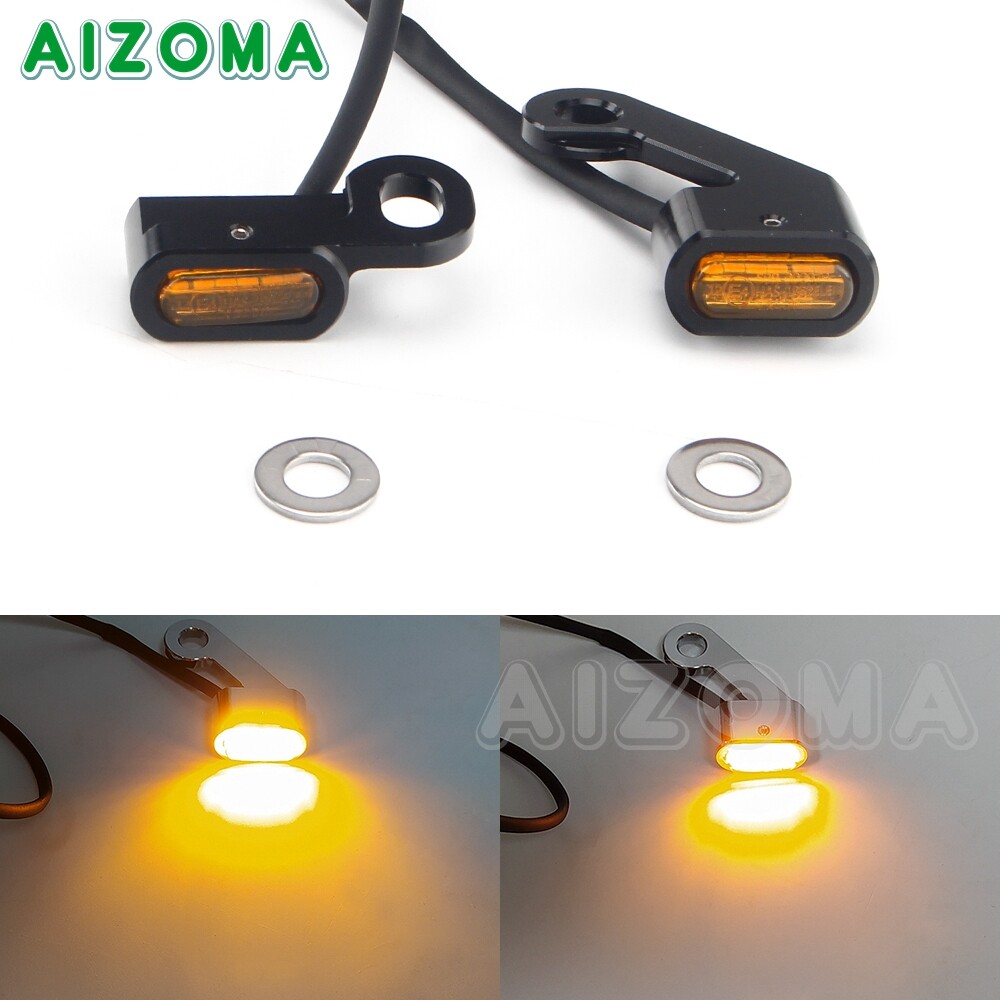 2X Mini 12V LED Motorcycle Front Turn Signal Indicator Blinker Light ...