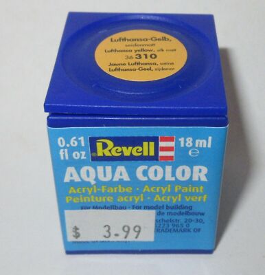 Revell Aqua Color Acrylic Paint (18ml) Silk Matt Lufthansa Yellow 310 ...