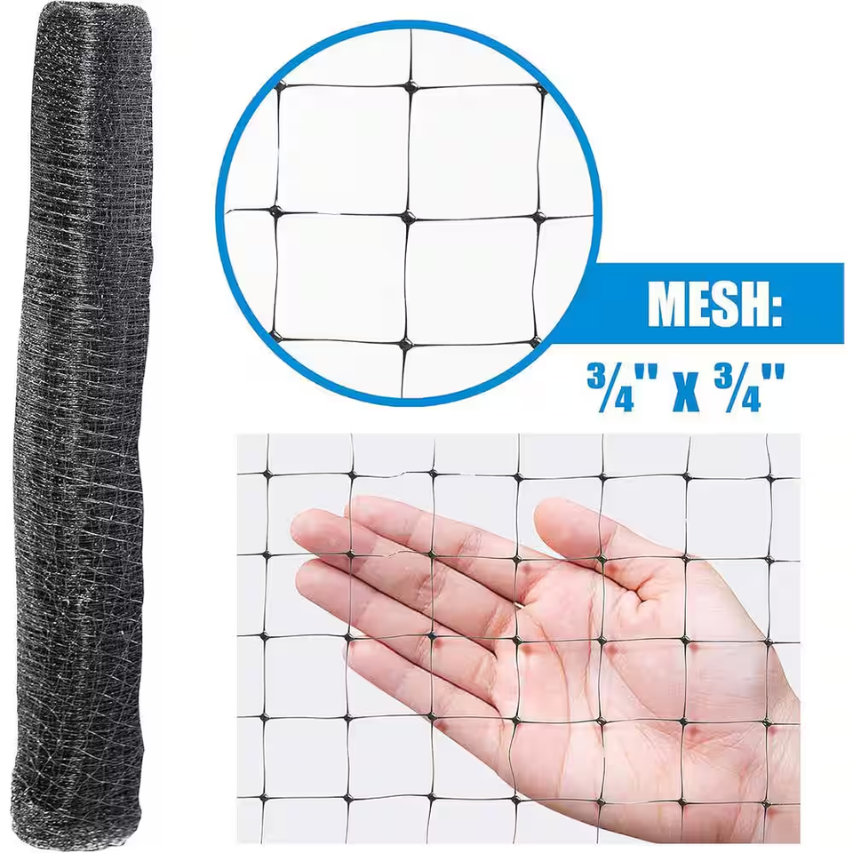 7 Ft. X 100 Ft. X 3/4 In. Black Plastic Bird Netting for Vegetable ...