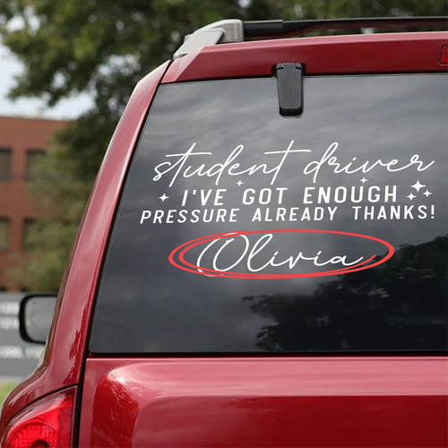 Student Driver Car Sticker, Car Sticker For Newbie Driver, Custom Name ...