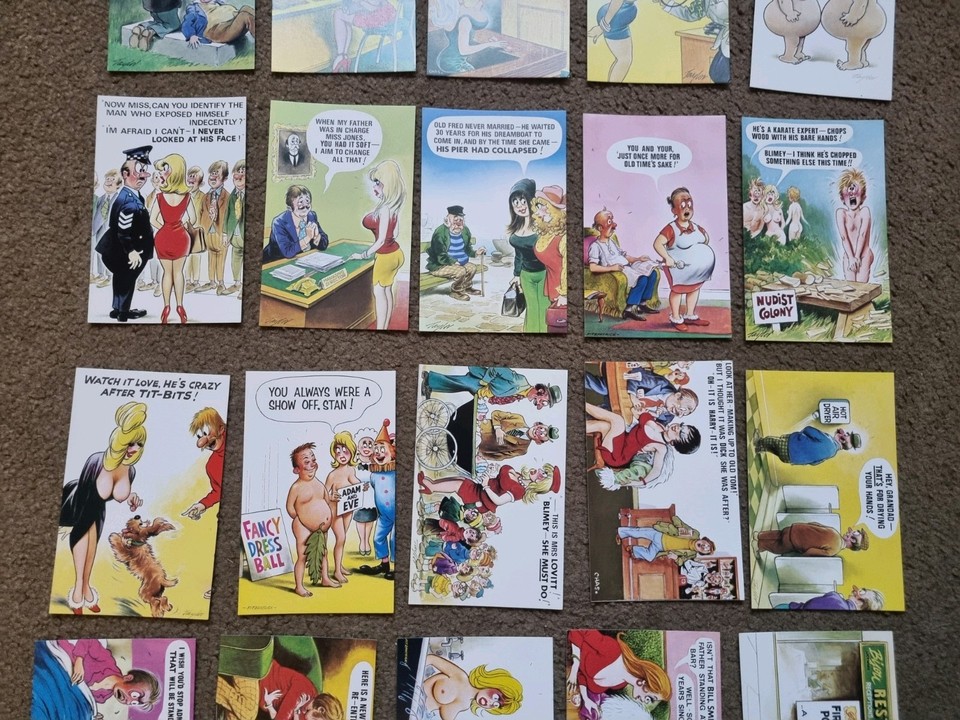 25 Unused Bamforth Comic Postcards From 1981. Nos 666-690. Unsold Shop ...
