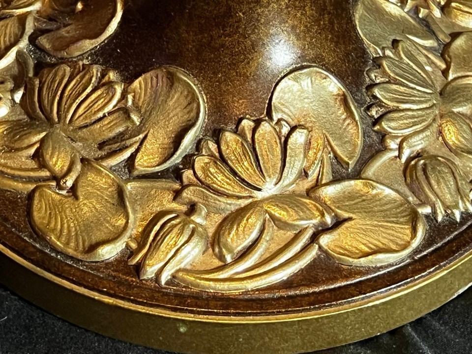 Pair of Two 2 Art Nouveau Style Lily Pad Flower Floral Set Lamp Base ...