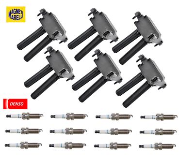 Denso Set 12 Spark Plug 3436 and 6 Magneti Marelli Ignition Coil ...
