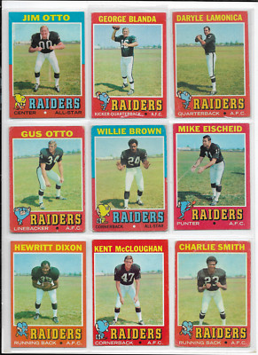 1971 Topps Football card lot of 9, RAIDERS GEORGE BLANDA, Lamonica, Jim ...