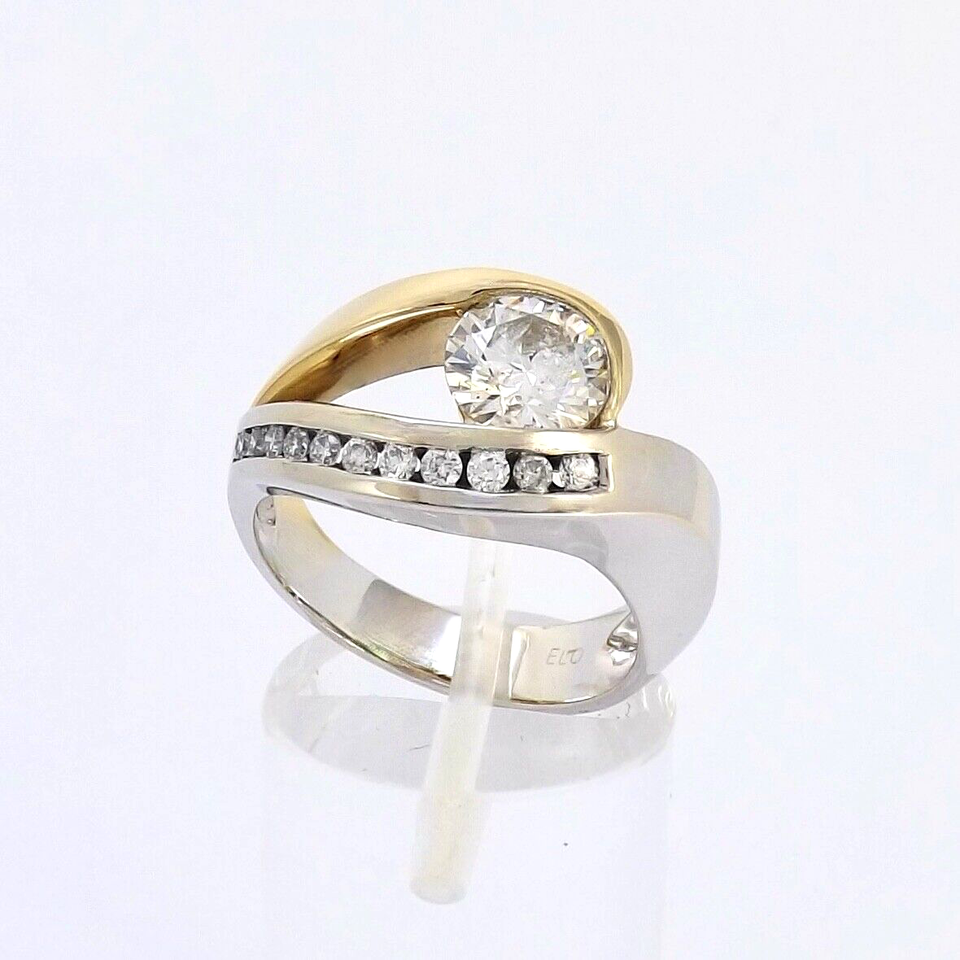14k Gold Natural Diamond Engagement Ring Modern Channel Set Setting or ...
