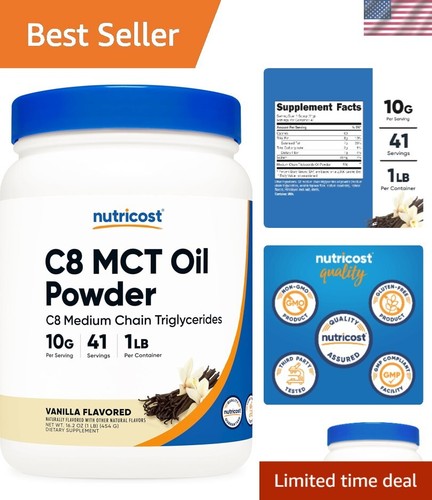 C8 MCT Oil Powder 1LB - Vanilla Flavor, Ideal for Keto and Low-Carb ...
