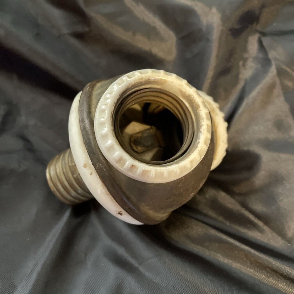 Antique Benjamin 2 Cluster Socket Brass Porcelain Light Fixture ...