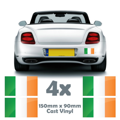 4x Ireland Flag Stickers - Car Vinyl Decal - Eire Stickers - 150mm x ...