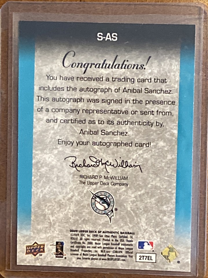 Anibal Sanchez Autograph Auto Card 2009 Upper Deck SP Marlins | eBay