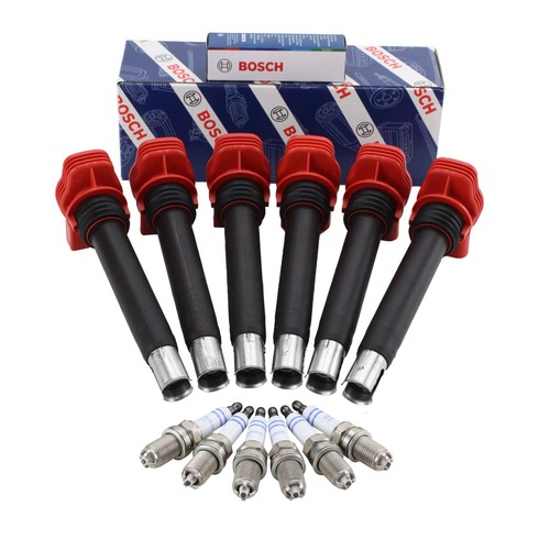 Bosch 6 Ignition Coils & 6 Nickel Spark Plugs Kit For Audi A4 A6 ...