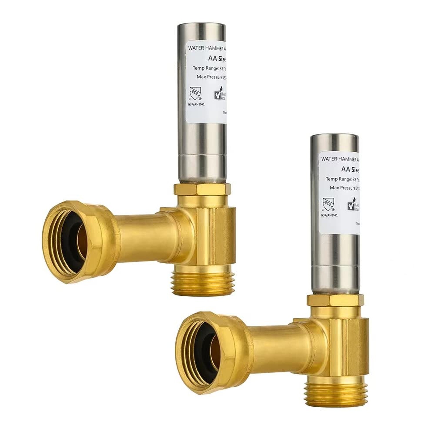 (Pack of 2) EFIELD MH-S-241 Angle Stainless Steel Water Hammer ...