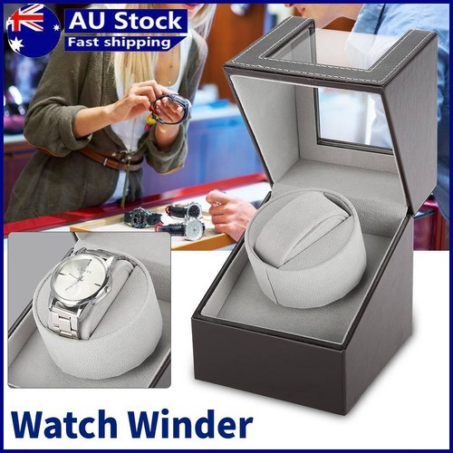 Automatic Single Watch Winder Display Box Luxury Case Gift PU Leather ...