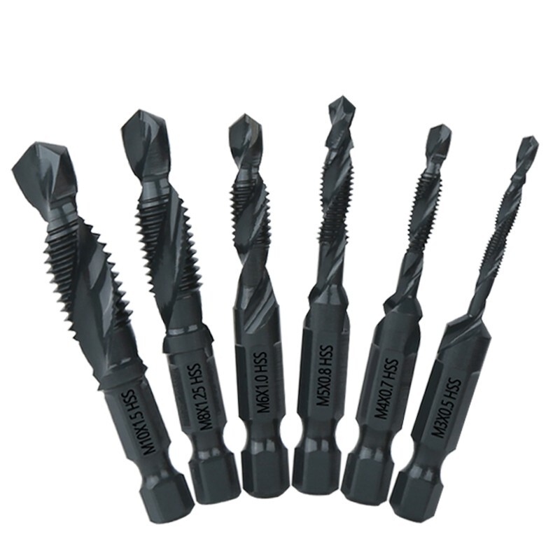 6Pcs 1/4in Hex Shank HSS Screw Thread Countersink Tap Drill Bit ...
