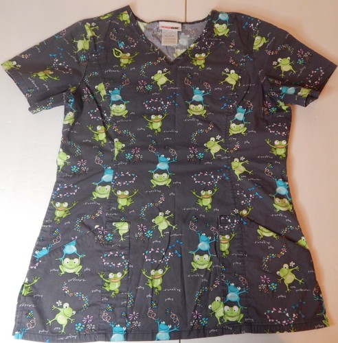 Scrubstar Frog Women's Scrub Top Size XS Nurse Vet Medical Whimsical ...