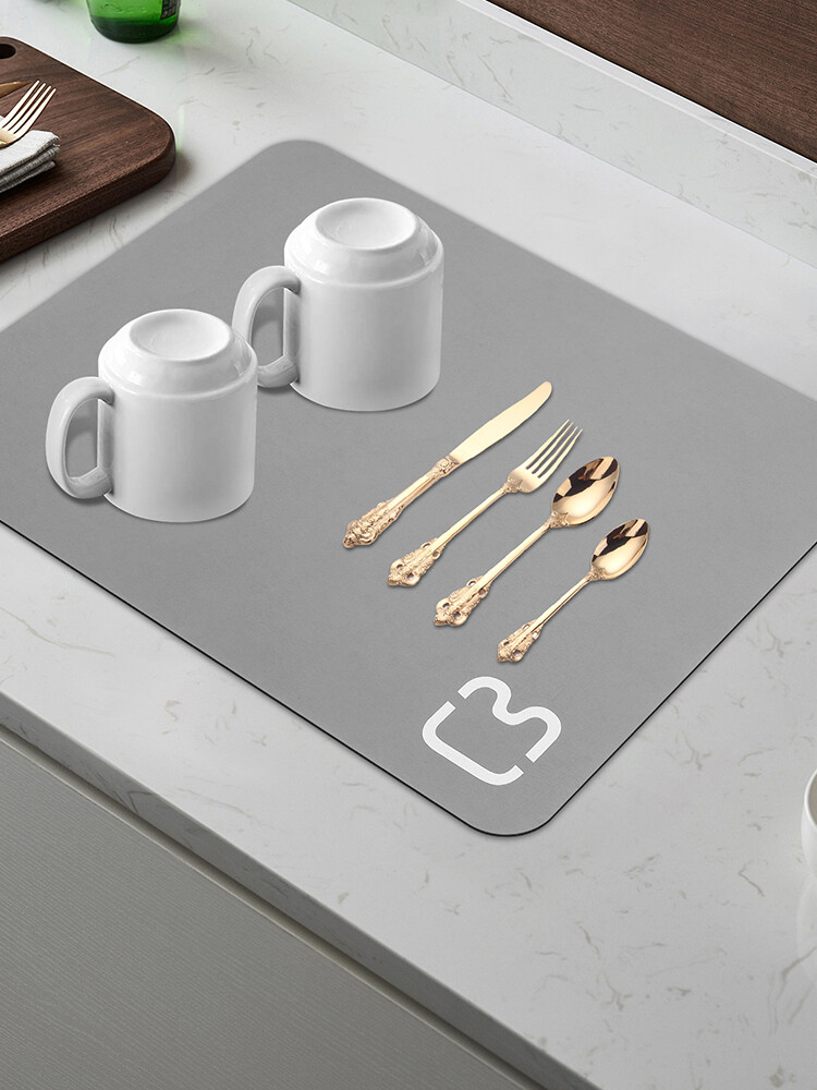 Dish Drying Mat Absorbent Mats Reversible Wet Dishes 40x50cm Kitchen ...