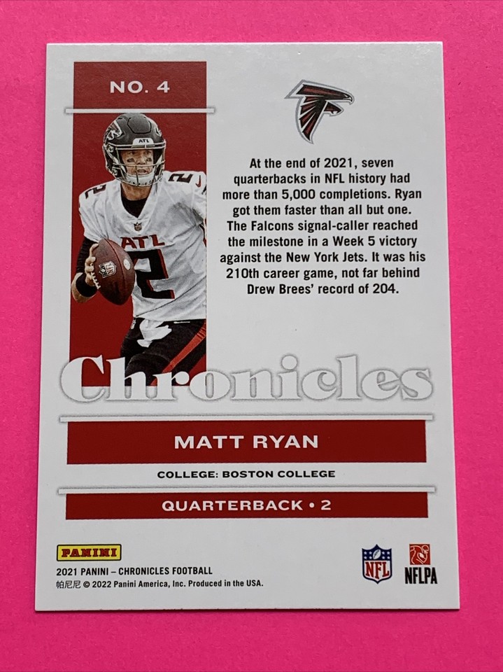2021 Panini Chronicles Matt Ryan Pink #4 Atlanta Falcons | eBay