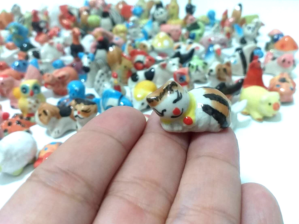 Bulk 12 Miniature Mixed Ceramic Hand Painted Figurine Animal ...
