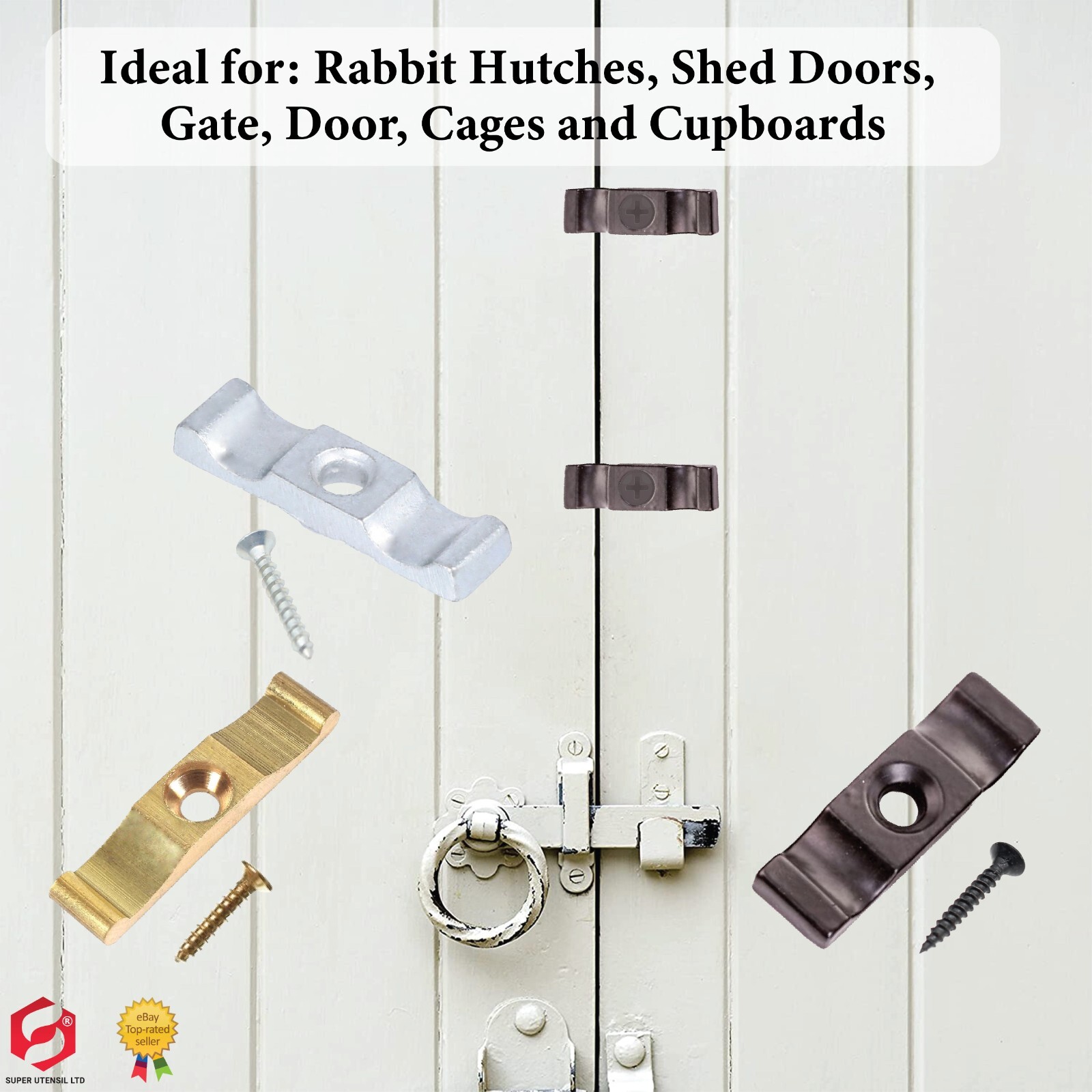 Brass Turn Button Catch Cupboard Thumb Latch Shed Door Hutch Cage With ...