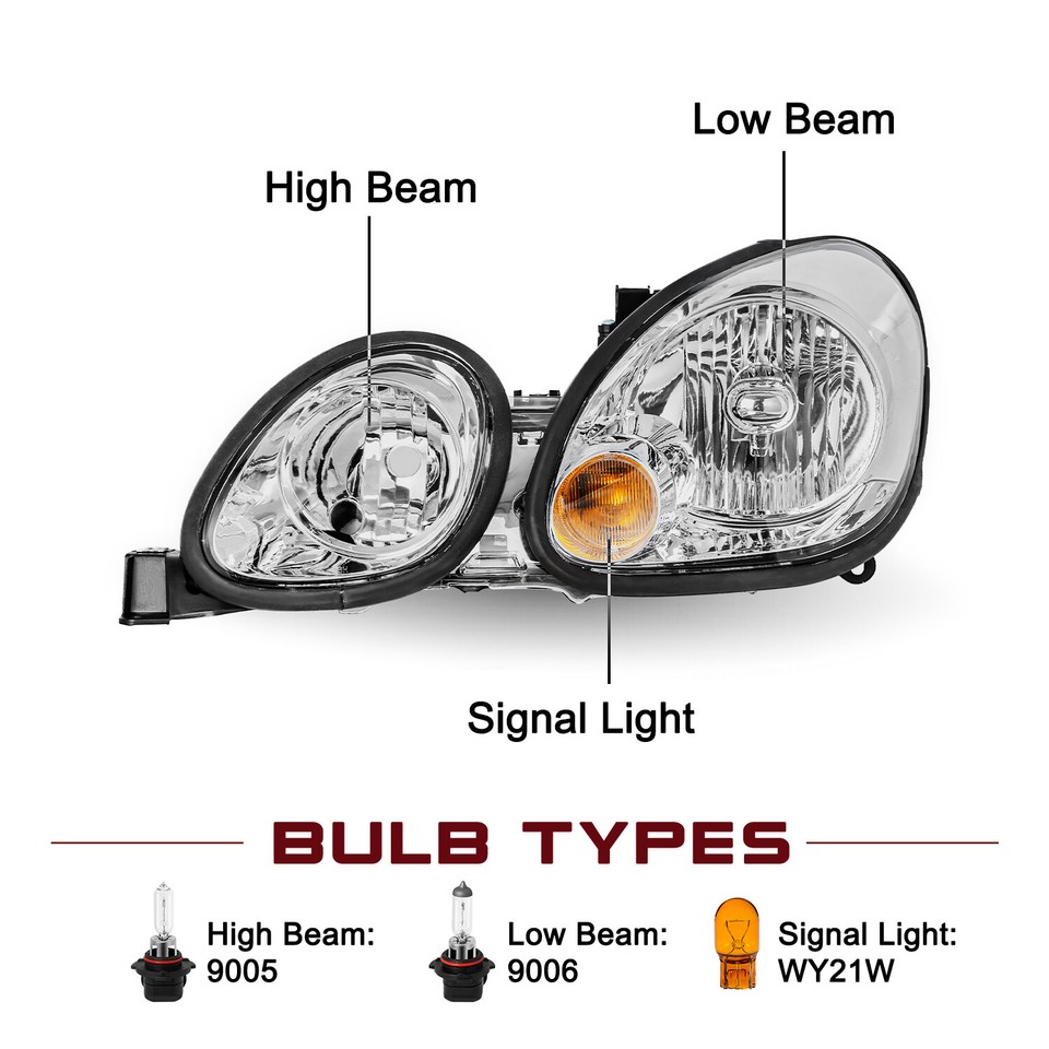 Headlights Fit 1998-2005 Lexus GS300 GS400 GS430 Projector Halogen ...