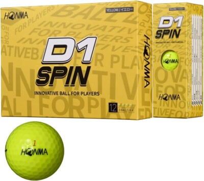 HONMA Japan Golf Ball Balls D1 Spin Distance 2023 Yellow 1dozen BT2301 ...