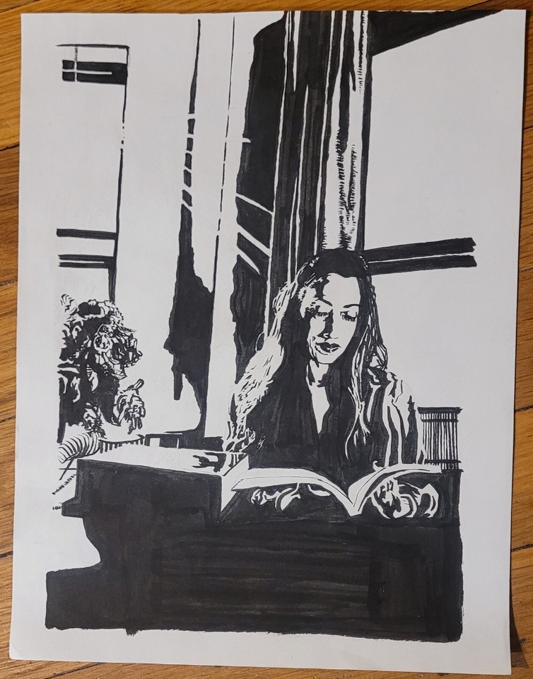 Original brush and ink drawing Afternoon Sunlight | eBay