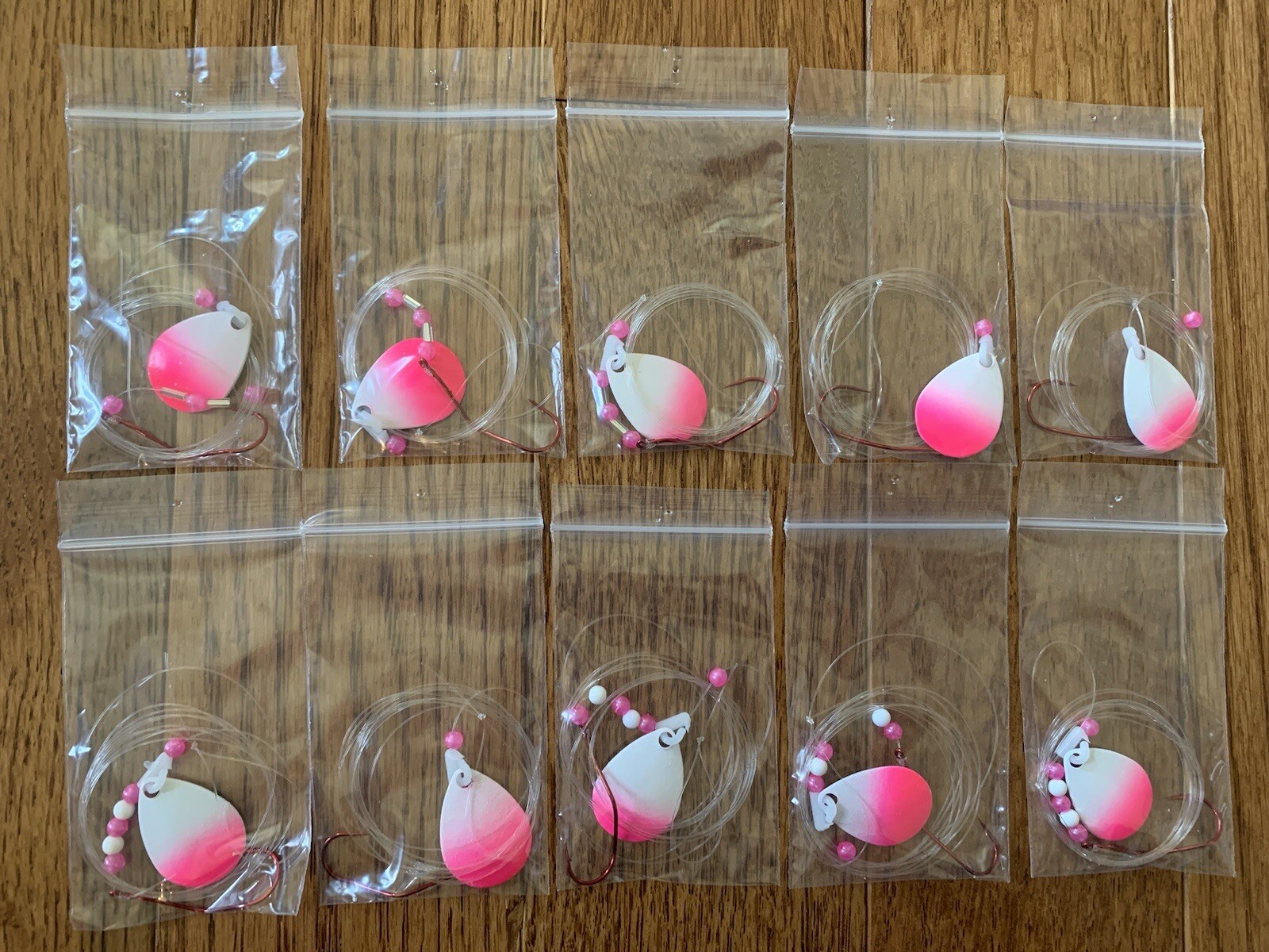 10 Slow Death Hook Crawler Harness w/Quick Change & Pink/White Spinner ...